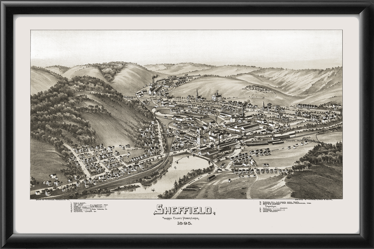Sheffield PA 1895 Restored Map | Vintage City Maps