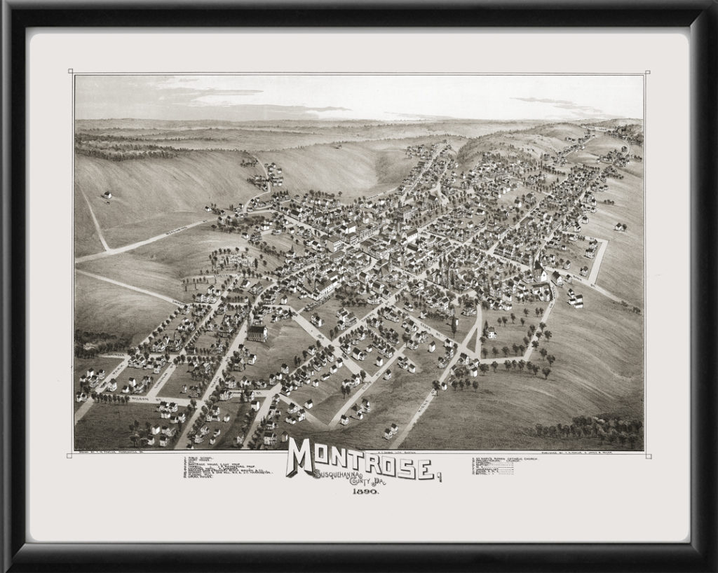 Montrose PA 1890 Restored Map | Vintage City Maps