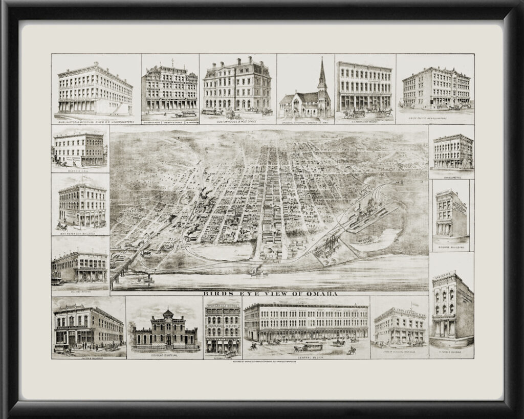 Omaha NE 1880 Restored Map | Vintage City Maps