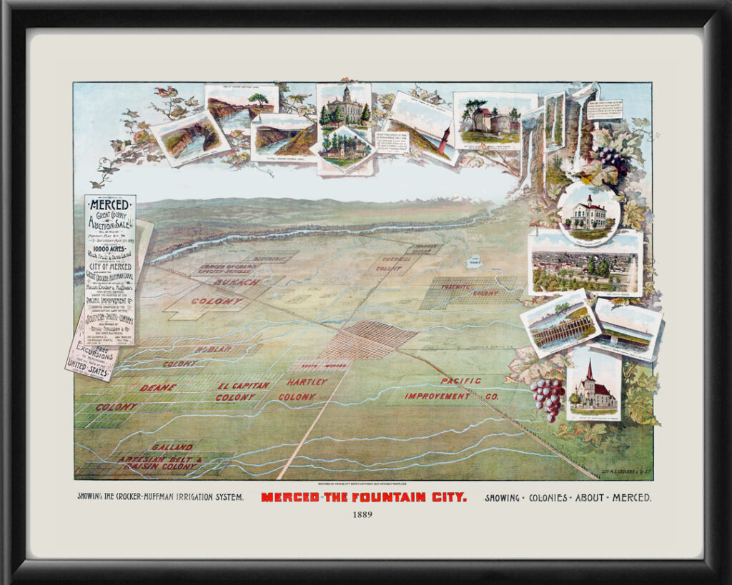 Merced CA 1889 Restored Map | Vintage City Maps