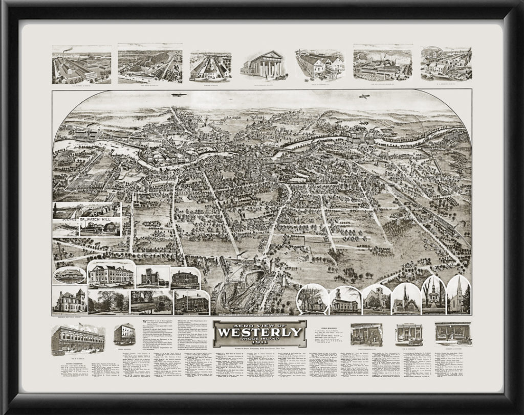 Westerly RI 1911 Restored Map | Vintage City Maps
