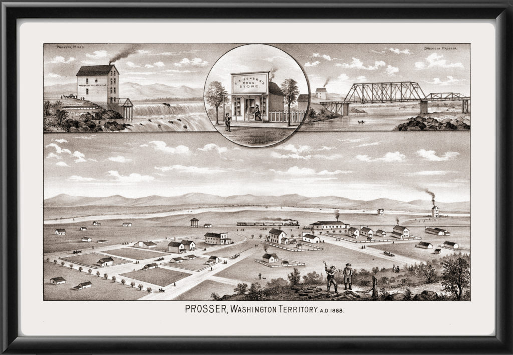 Prosser WA 1888 Restored Map | Vintage City Maps