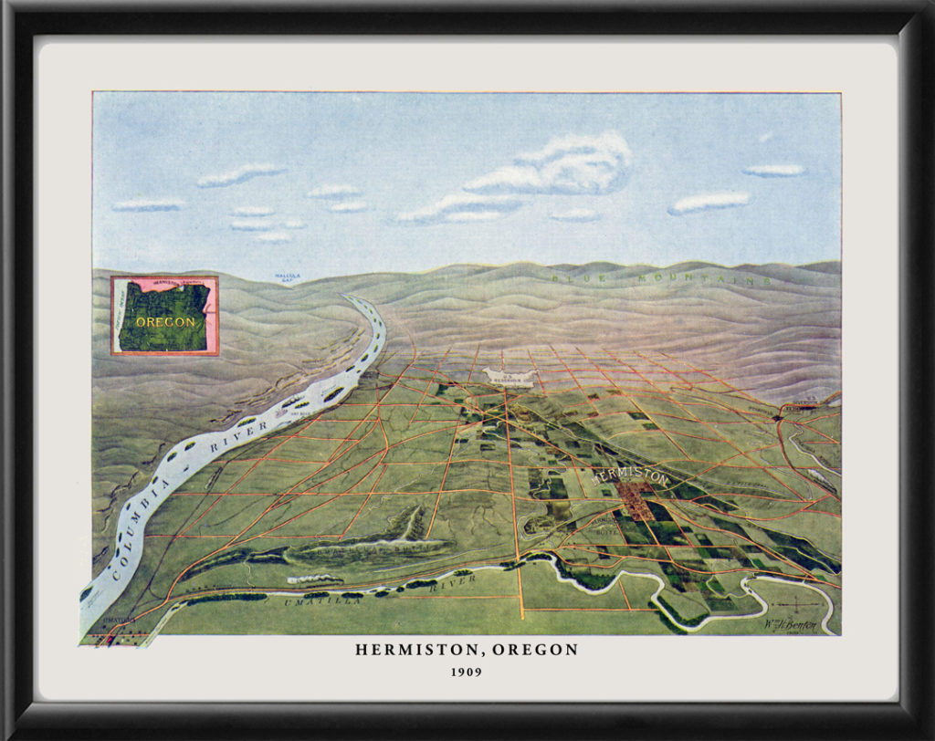 Hermiston OR 1909 Restored Map | Vintage City Maps