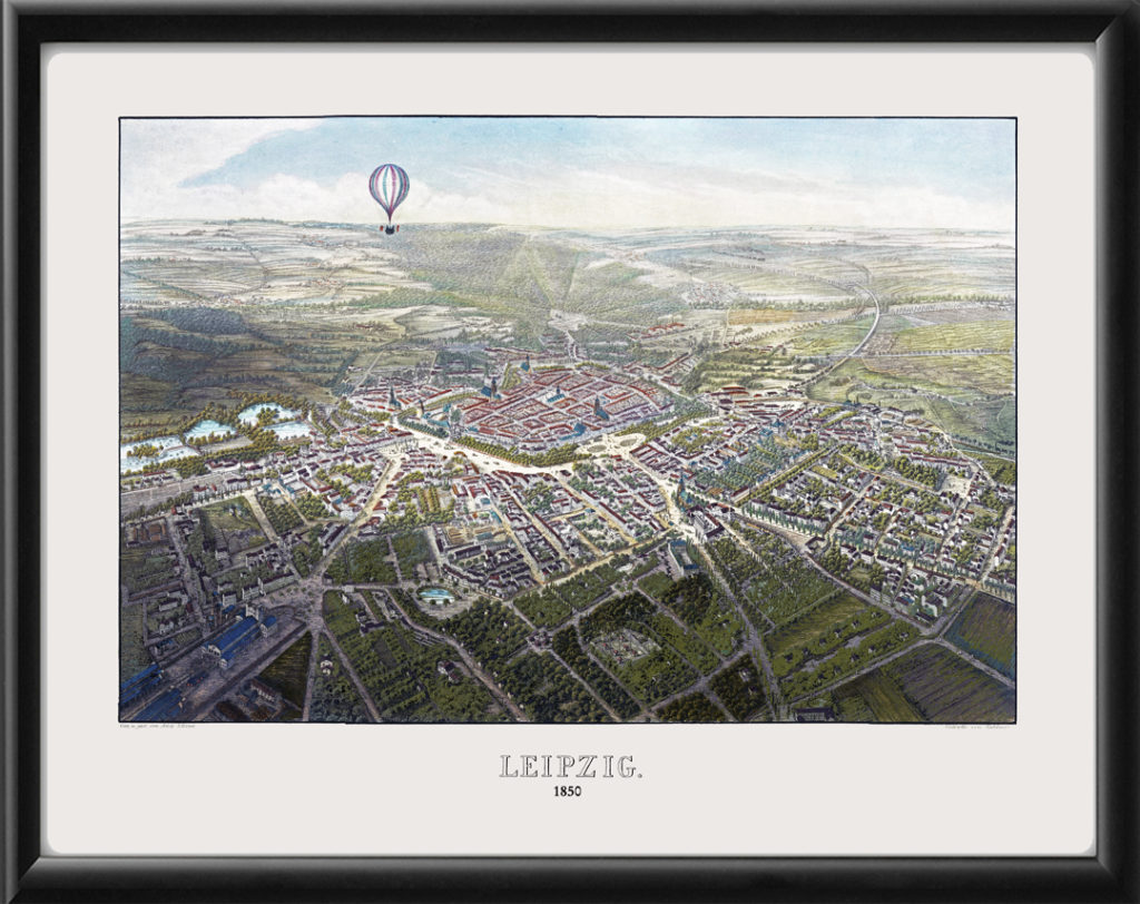 Leipzig Germany 1850 Restored Map | Vintage City Maps