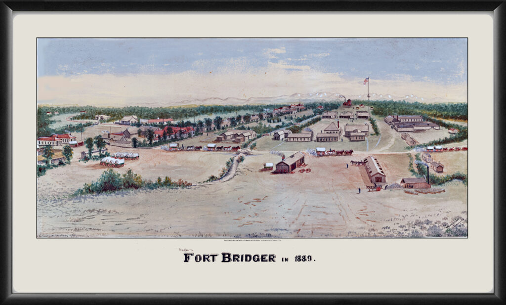 Fort Bridger WY 1889 | Vintage City Maps - Restored Bird's Eye Views