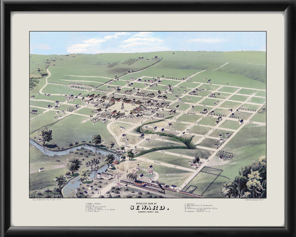 Seward NE 1876 Restored Map | Vintage City Maps