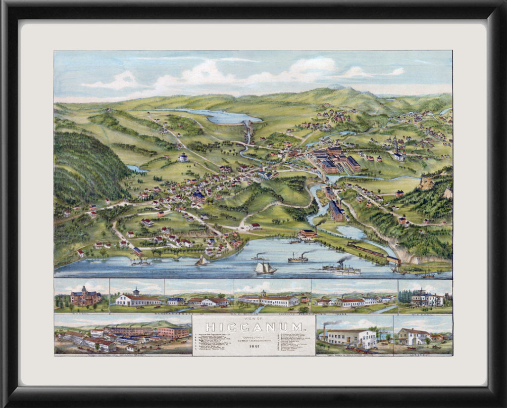 Higganum CT 1881 (Color) Restored Map | Vintage City Maps