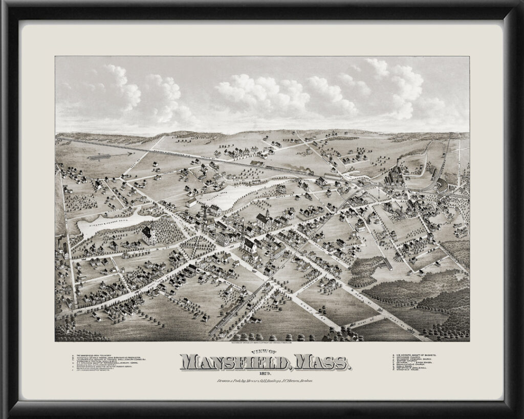 Mansfield MA 1879 Restored Map | Vintage City Maps