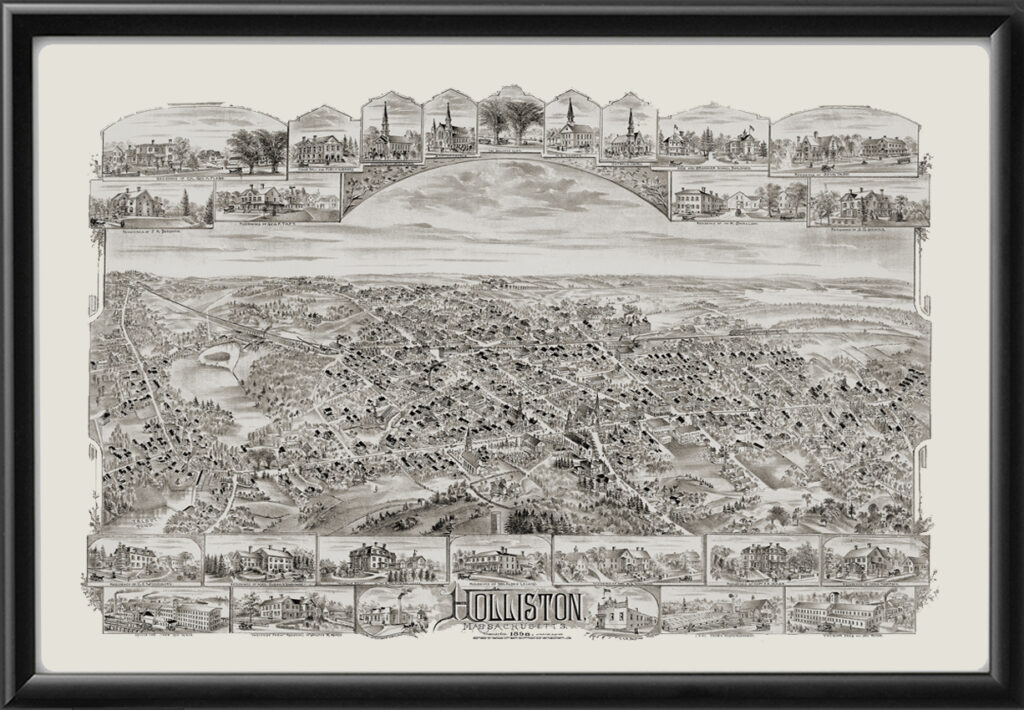 Holliston MA 1898 Restored Map | Vintage City Maps