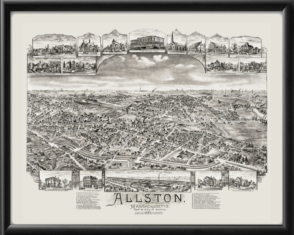 Allston MA 1899 Restored Map | Vintage City Maps