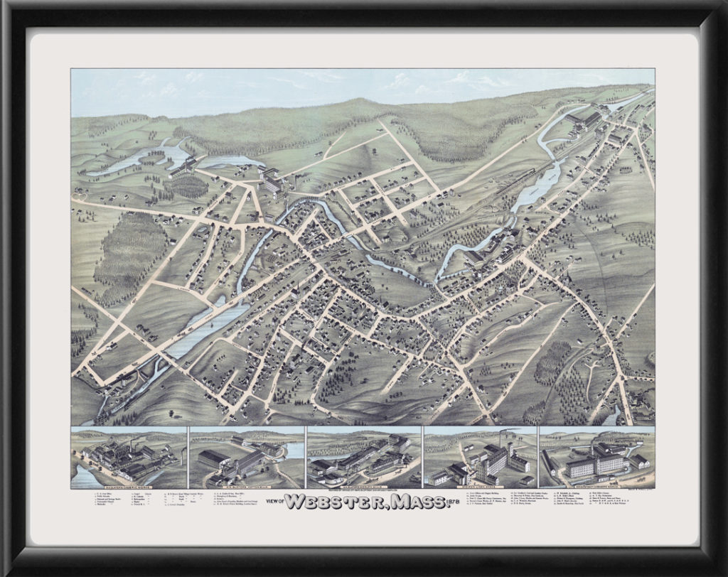 Webster MA 1878 Restored Map | Vintage City Maps