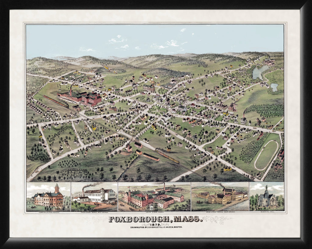 Foxborough MA 1879 Restored Map | Vintage City Maps