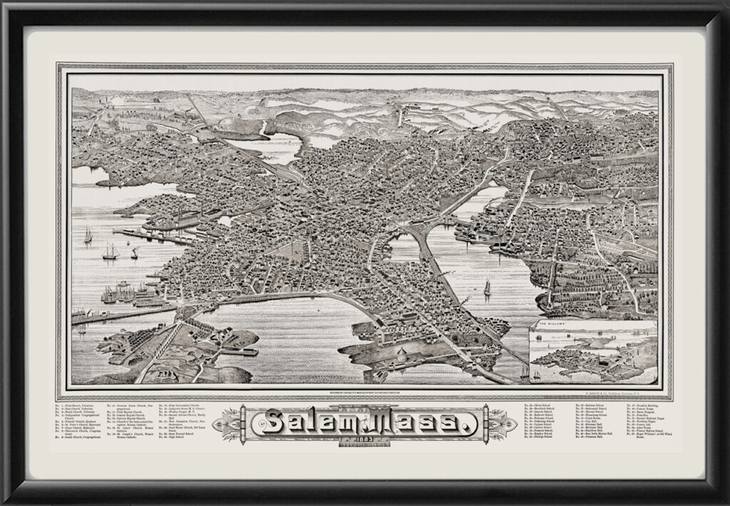 Salem MA 1883 Restored Map | Vintage City Maps