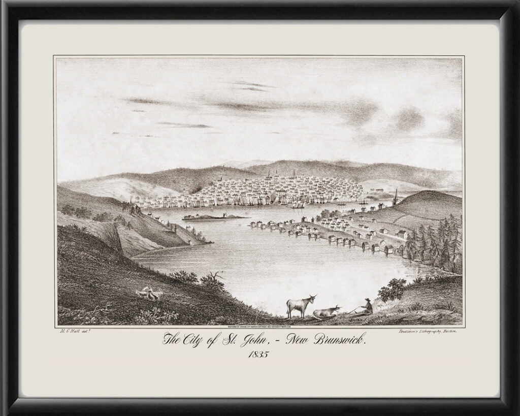 Saint John New Brunswick 1835 Restored Map | Vintage City Maps