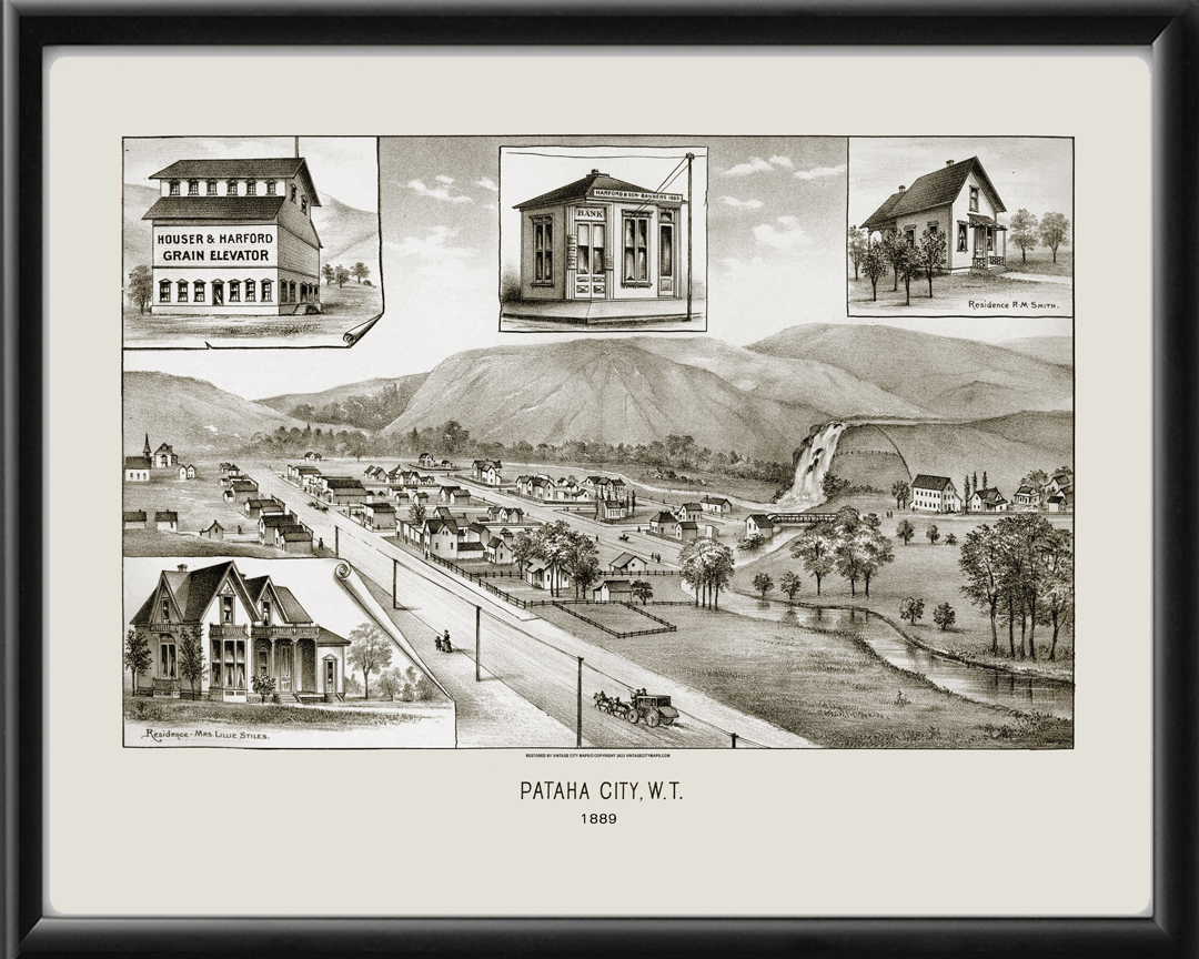 Pataha WA 1889 Restored Map | Vintage City Maps