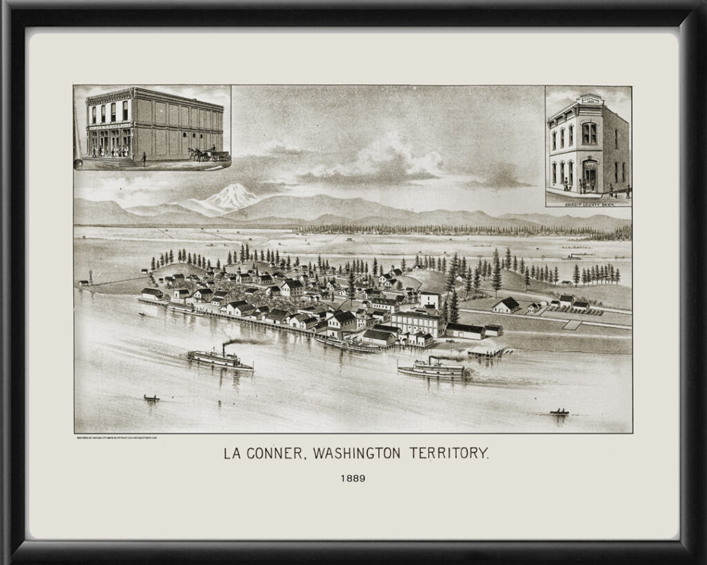 La Conner WA 1889 Restored Map | Vintage City Maps