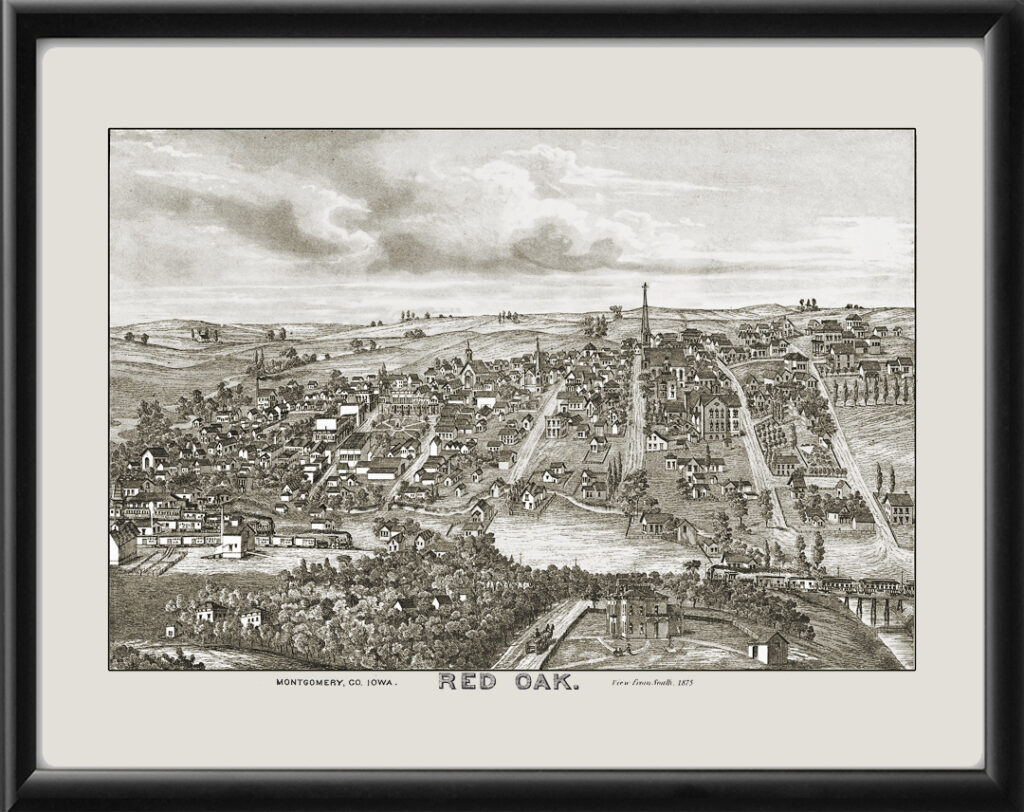 Red Oak IA 1875 Restored Map | Vintage City Maps
