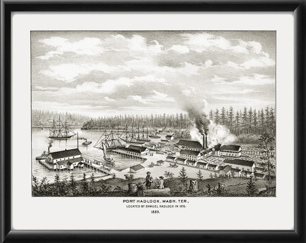 Port Hadlock WA 1889 Restored Map | Vintage City Maps