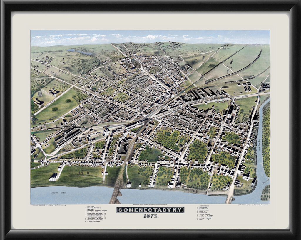 Schenectady NY 1875 Restored Map | Vintage City Maps