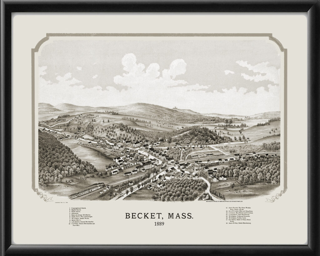 Becket MA 1889 Restored Map | Vintage City Maps