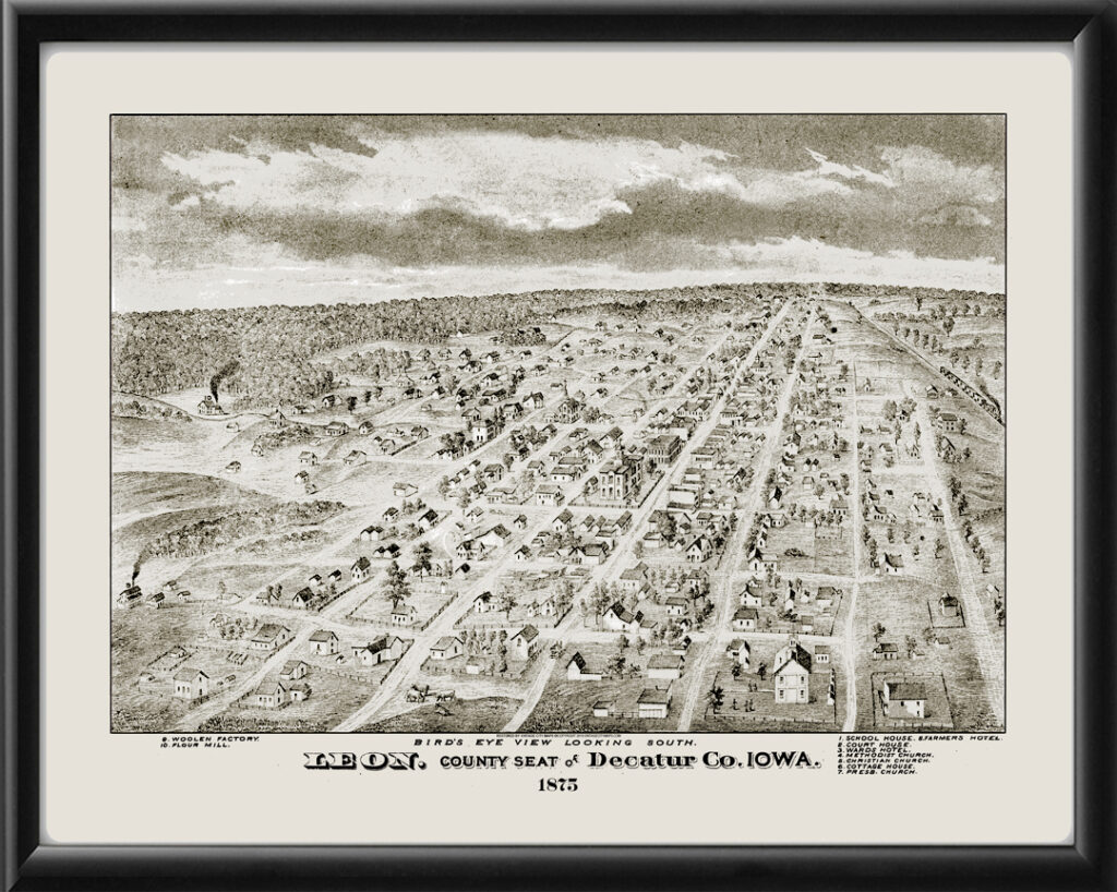 Leon IA 1875 Restored Map | Vintage City Maps