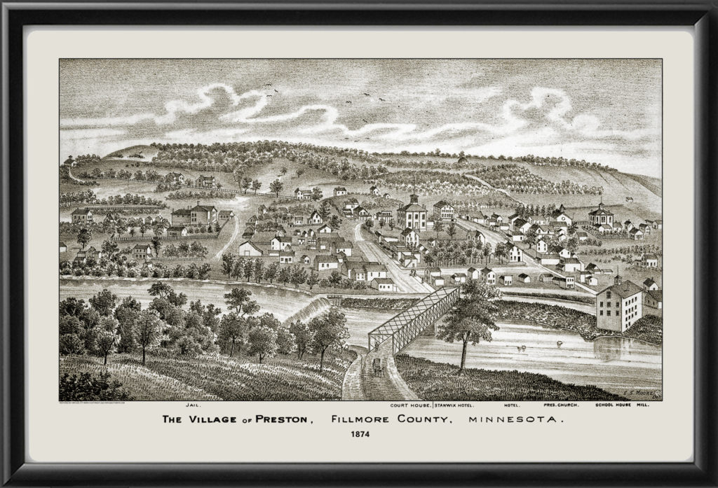 Preston MN 1874 Restored Map | Vintage City Maps