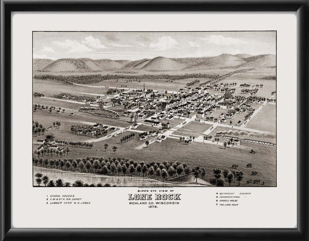 Lone Rock WI 1879 Restored Map | Vintage City Maps