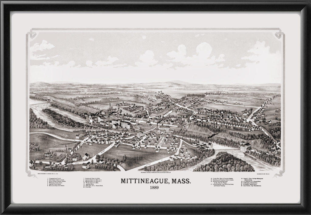 Mittineague MA 1889 Restored Map | Vintage City Maps