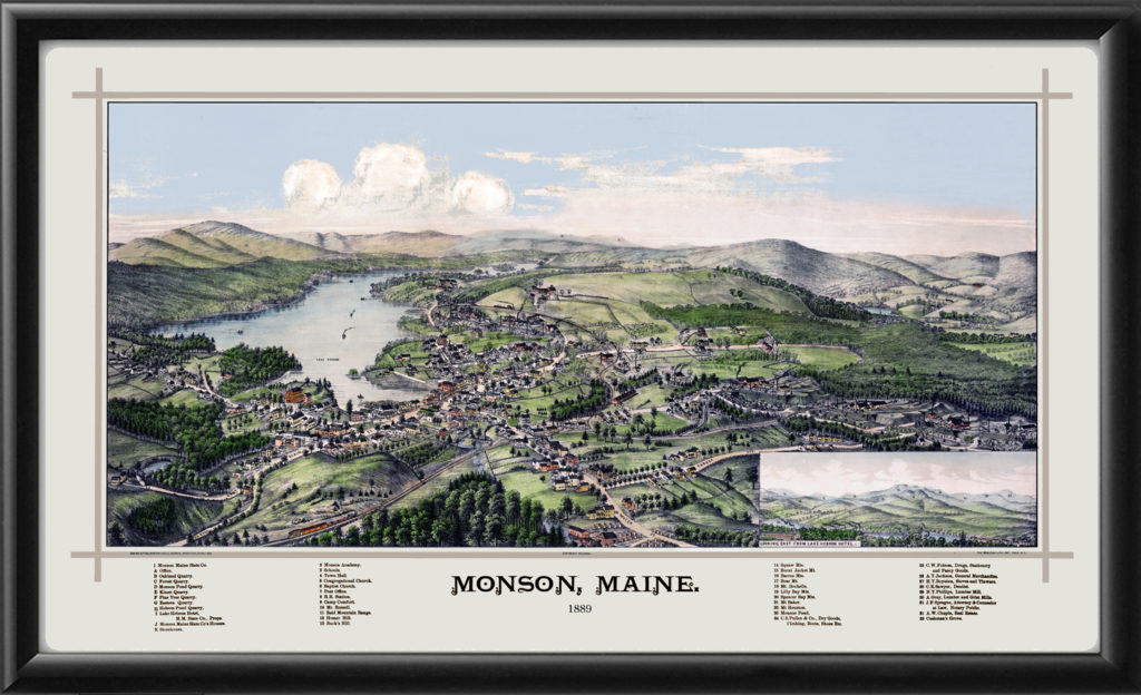 Monson ME 1889 Restored Map | Vintage City Maps