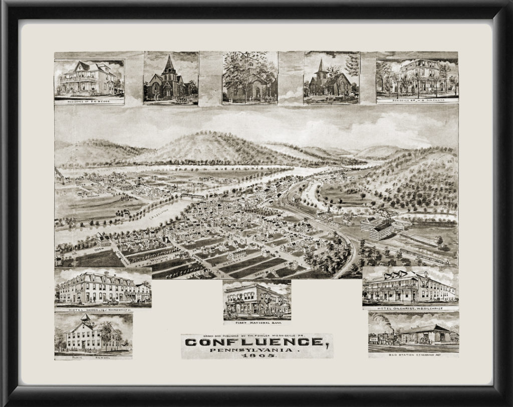 Confluence PA 1905 Restored Map | Vintage City Maps