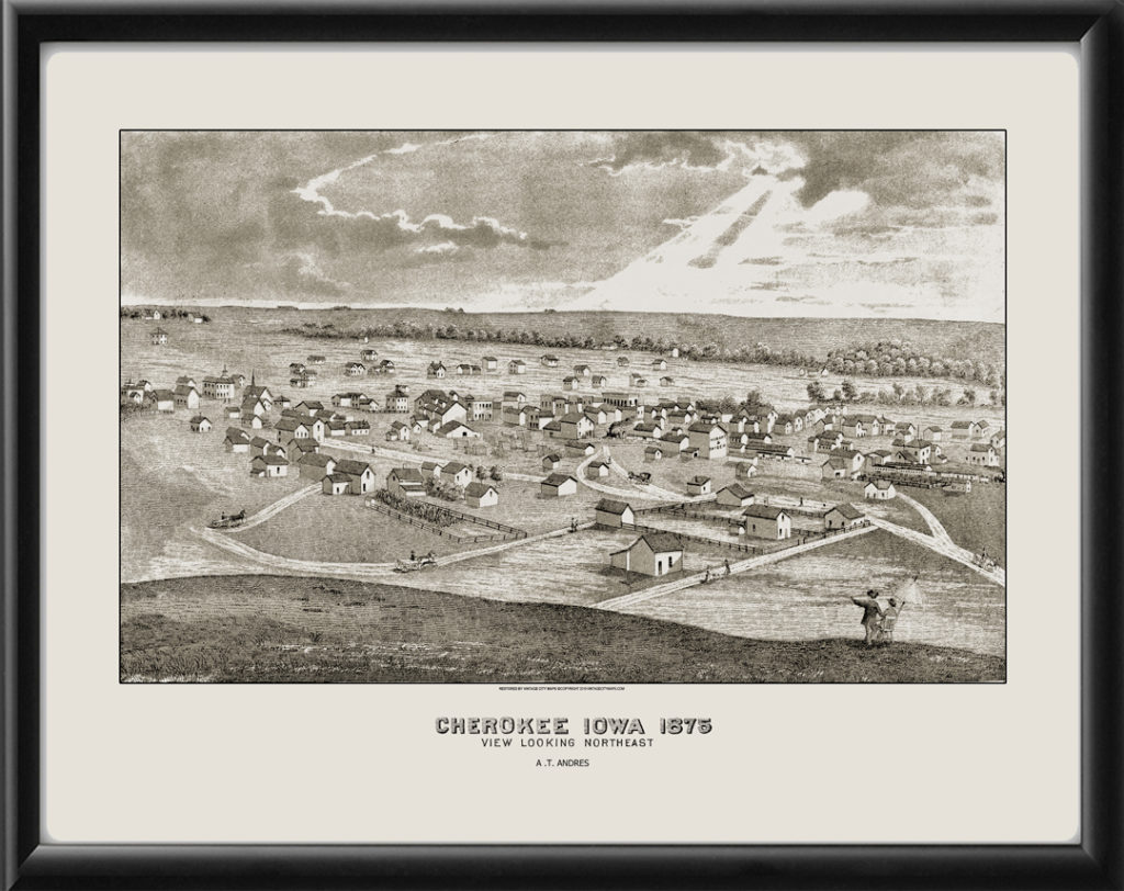 Cherokee IA 1875 Restored Map | Vintage City Maps