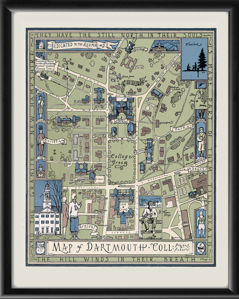 Dartmouth College 1928 Restored Map | Vintage City Maps