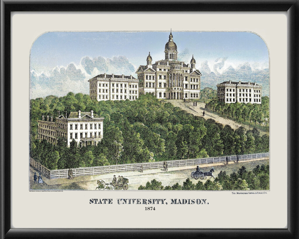 University of Wisconsin, Madison WI 1871 - Vintage City Maps,