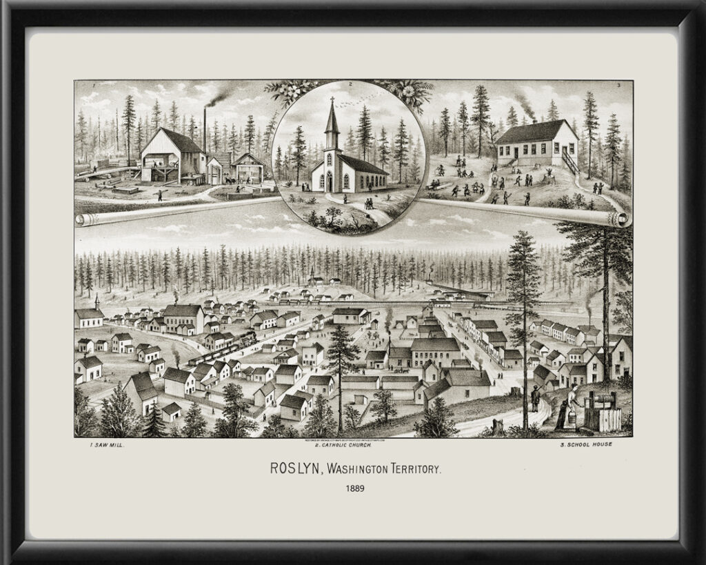 Roslyn WA 1889 Restored Map | Vintage City Maps