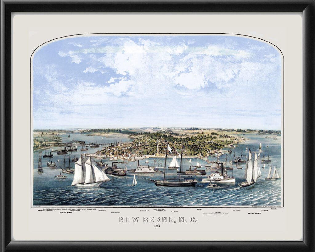 New Bern NC 1864 Restored Map | Vintage City Maps