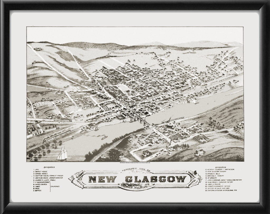 New Glasgow - Nova Scotia 1878 Restored Map | Vintage City Maps