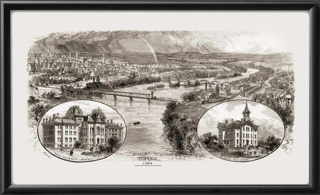 Topeka KS 1854 Restored Map | Vintage City Maps
