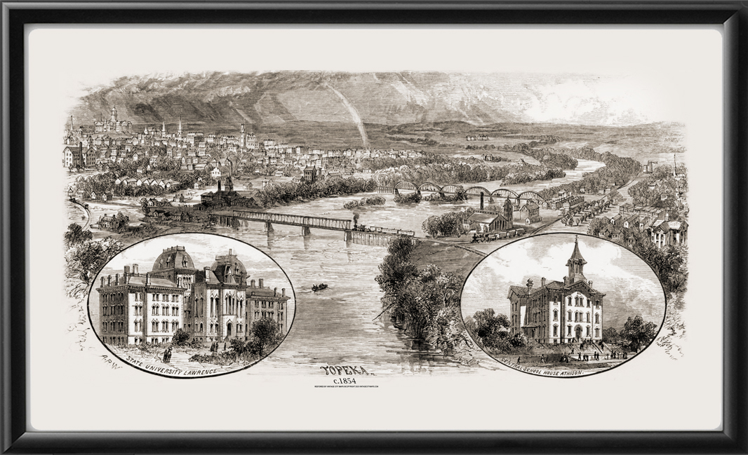 Topeka KS 1854 Restored Map | Vintage City Maps