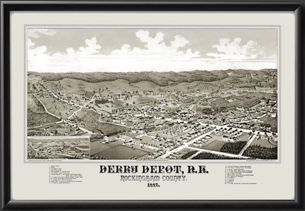 Derry Depot NH 1887 Restored Map | Vintage City Maps