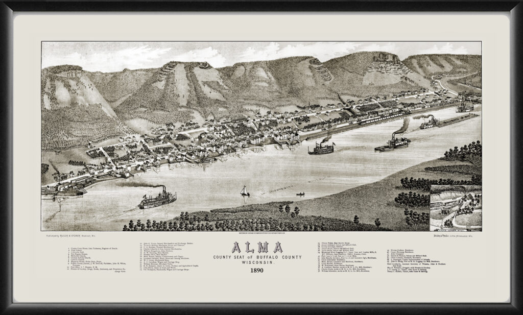 Alma WI 1890 Restored Map | Vintage City Maps