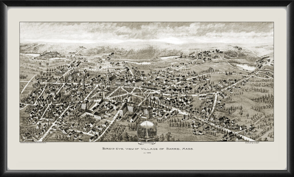Barre MA 1890 Restored Map | Vintage City Maps