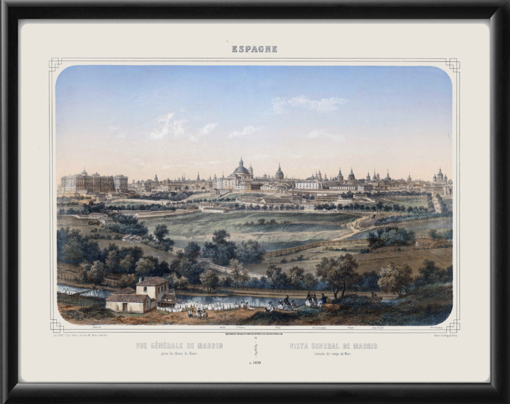 Madrid Spain 1850 Restored Map | Vintage City Maps