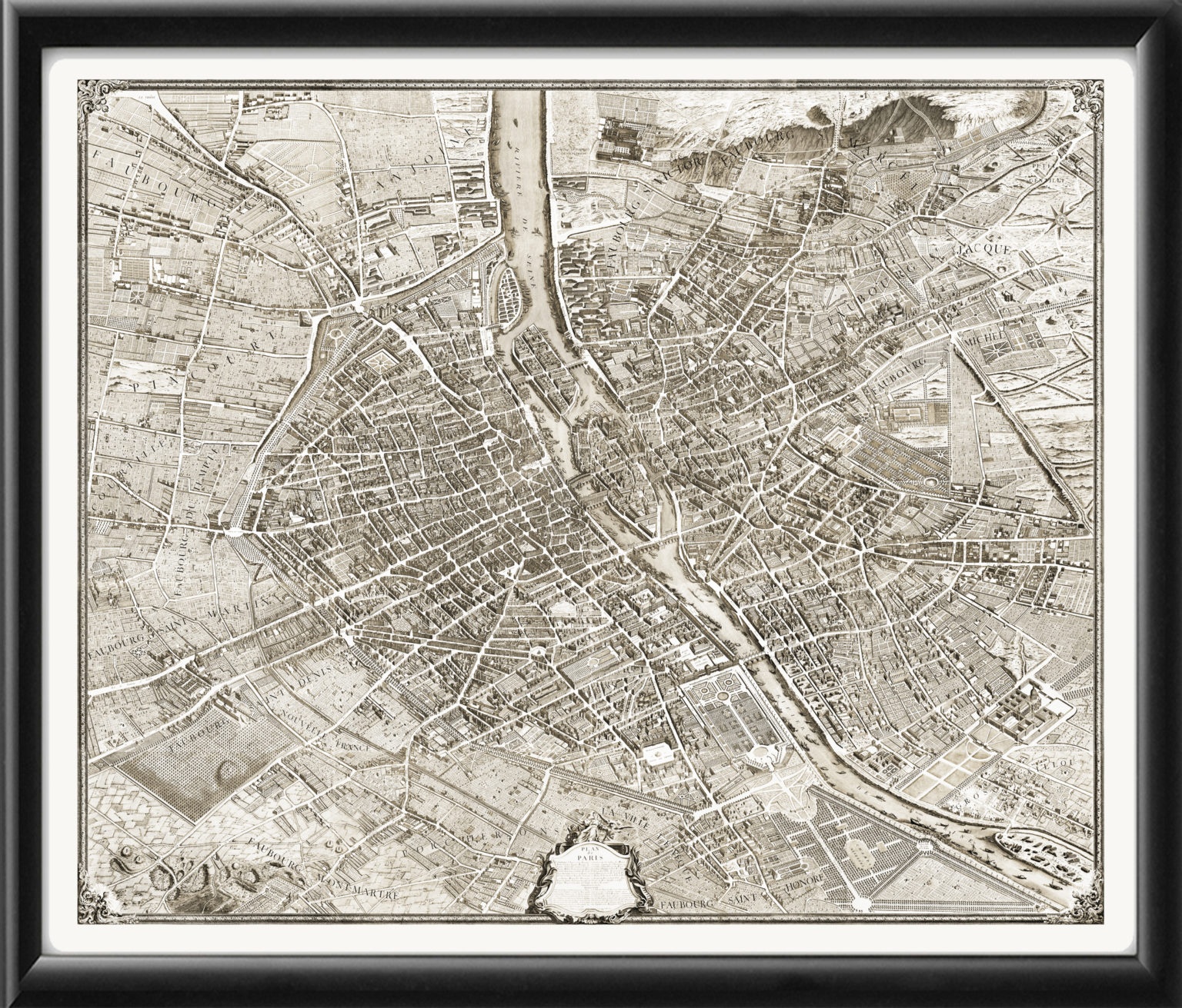 Paris France 1848 Restored Map | Vintage City Maps