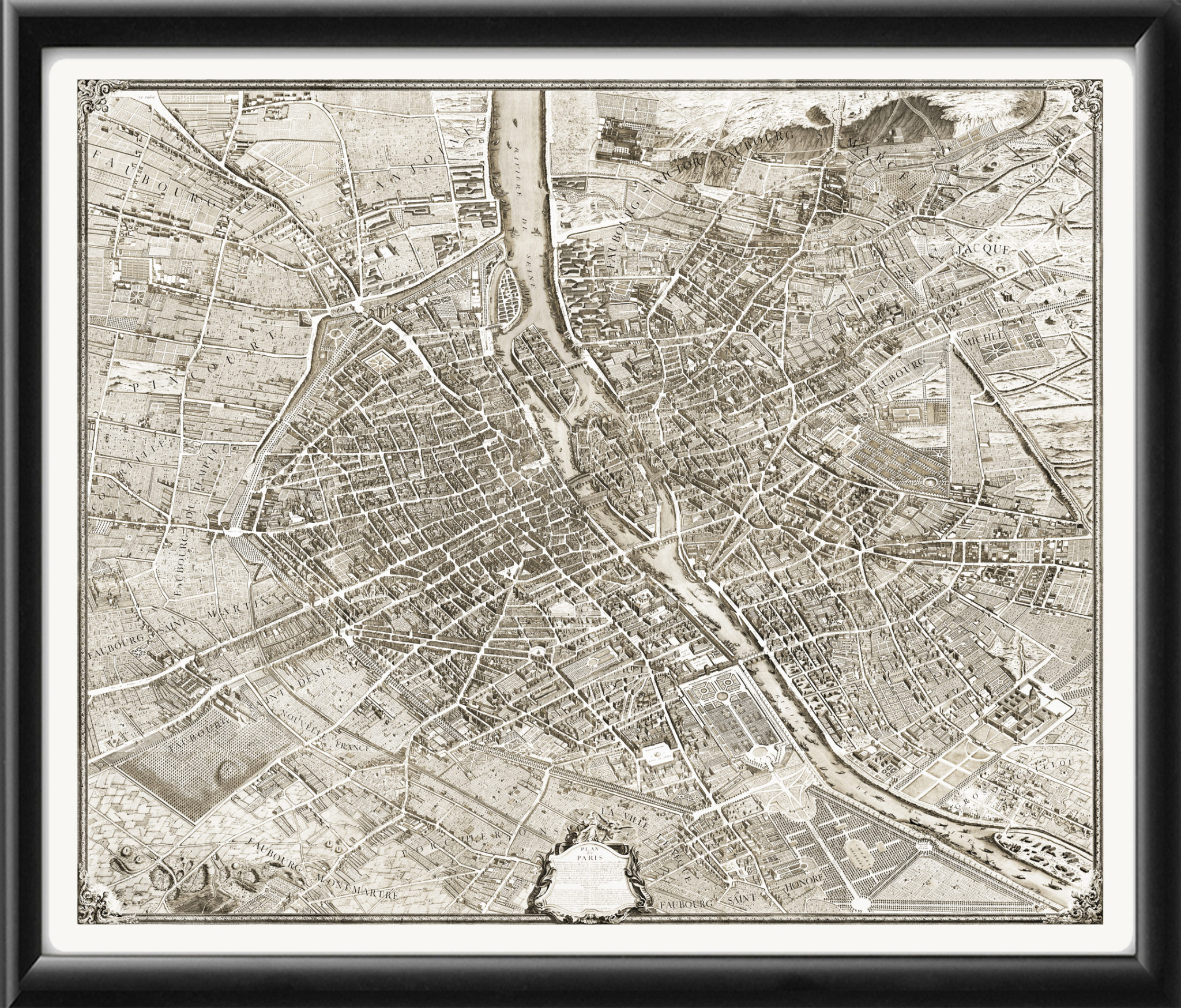 Paris France 1848 Restored Map | Vintage City Maps