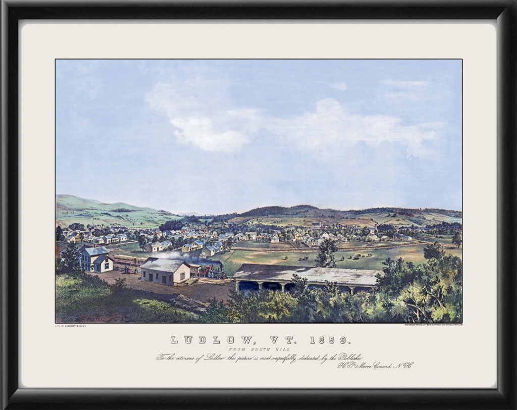 Ludlow VT 1859 Restored Map | Vintage City Maps