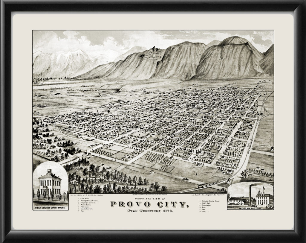 Provo Utah 1876 Restored Map | Vintage City Maps