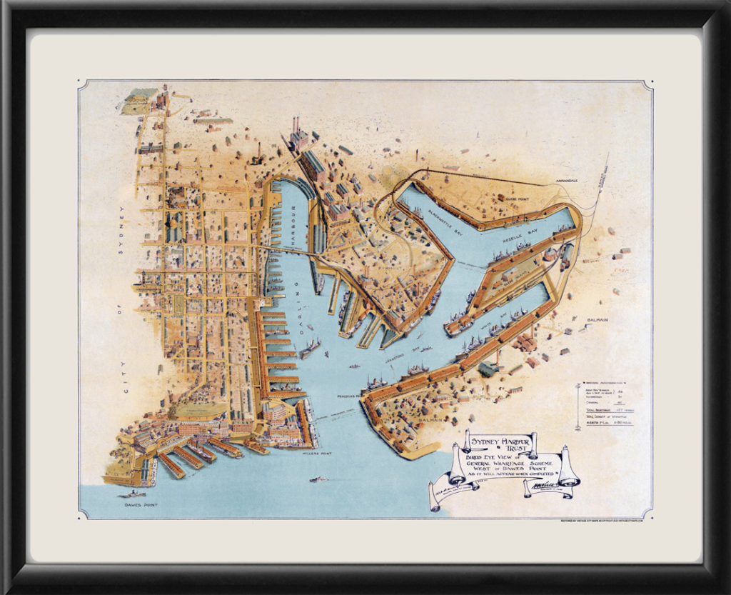 Sydney Australia 1913 Restored Map | Vintage City Maps