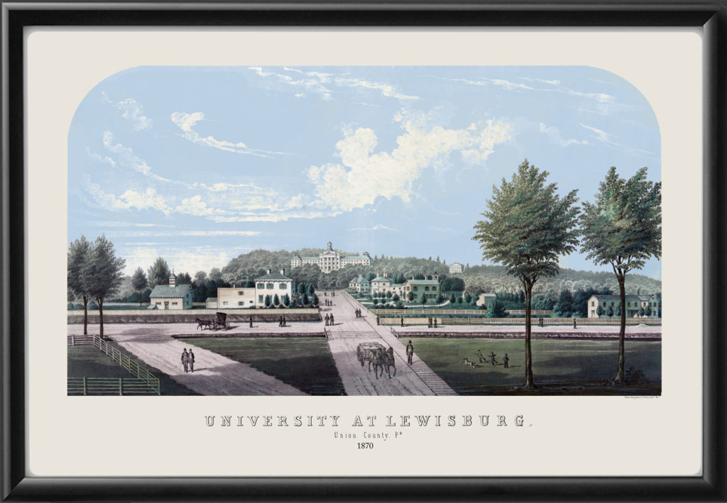 Bucknell University - Lewisburg PA 1870 Restored Map | Vintage City Maps
