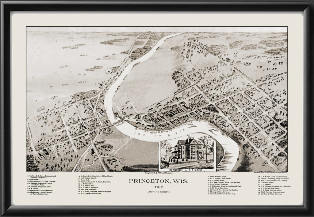 Princeton WI 1892 Restored Map | Vintage City Maps