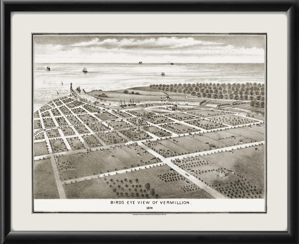 Vermillion OH 1874 Restored Map | Vintage City Maps